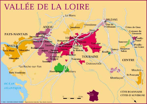 Les vignobles de la vallée de la Loire - Quel vin avec ... ?